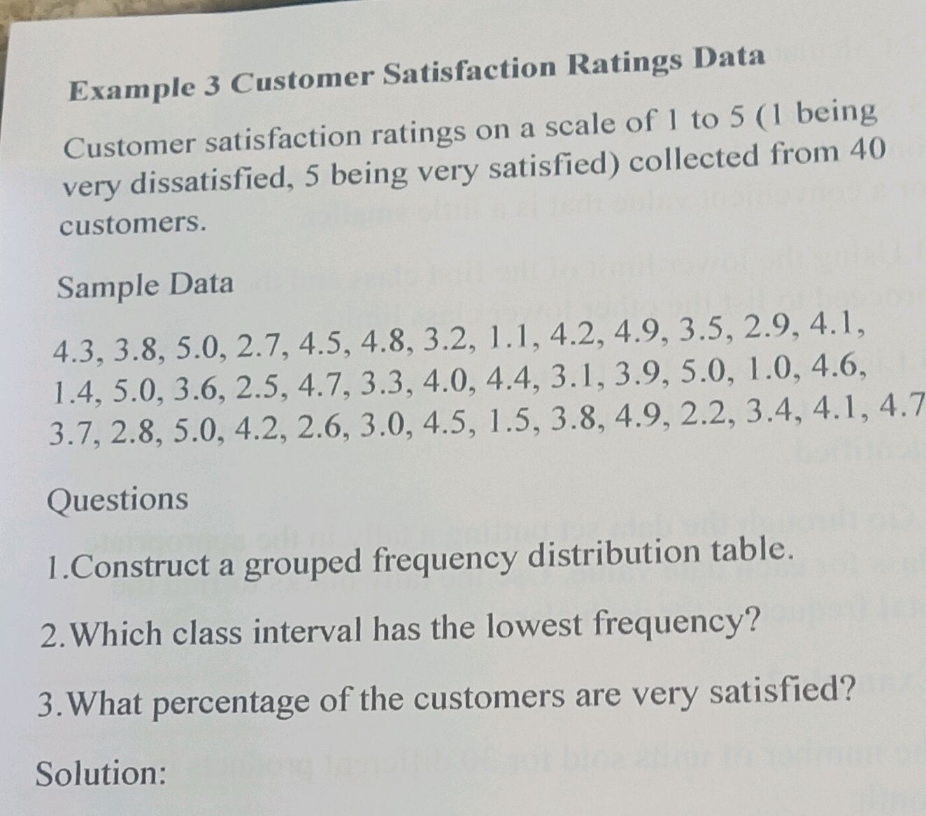 Example 3 Customer Satisfaction Ratings Data | StudyX