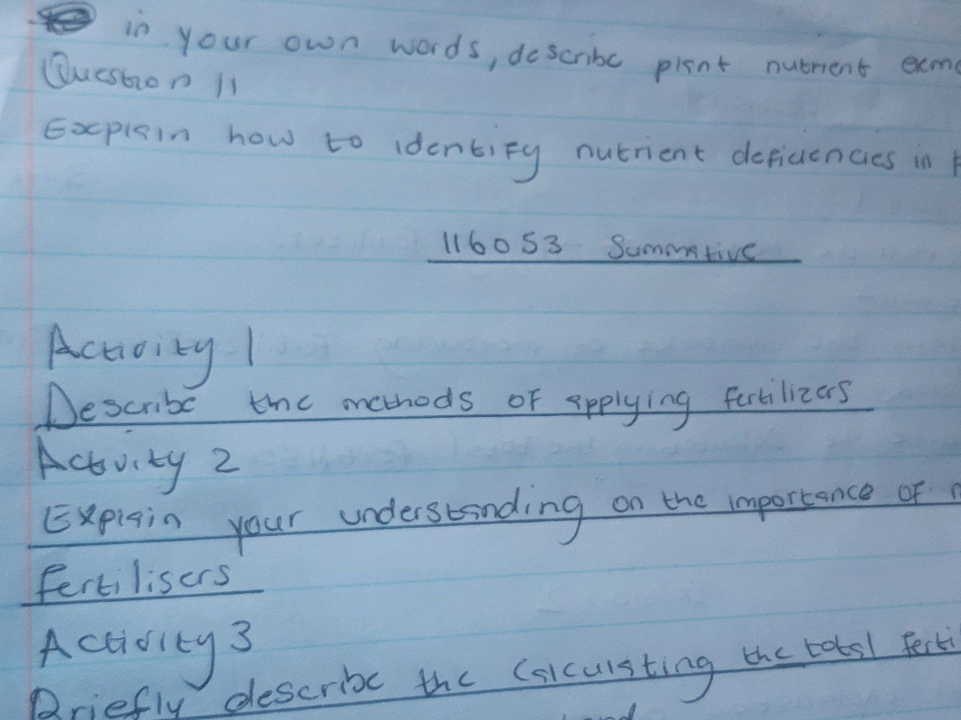 in your own words, describe plant nutrient | StudyX