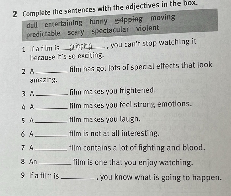 2 Complete the sentences with the adjectives | StudyX