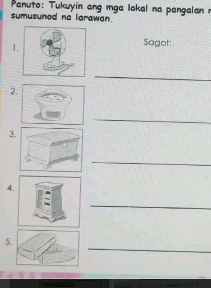 Panuto: Tukuyin ang mga lokal na pangalan r | StudyX