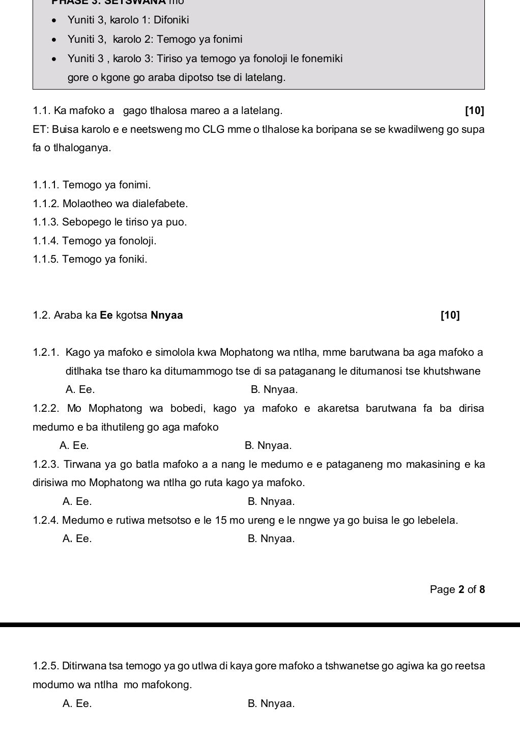 Yuniti 3, karolo 1: Difoniki Yuniti 3,