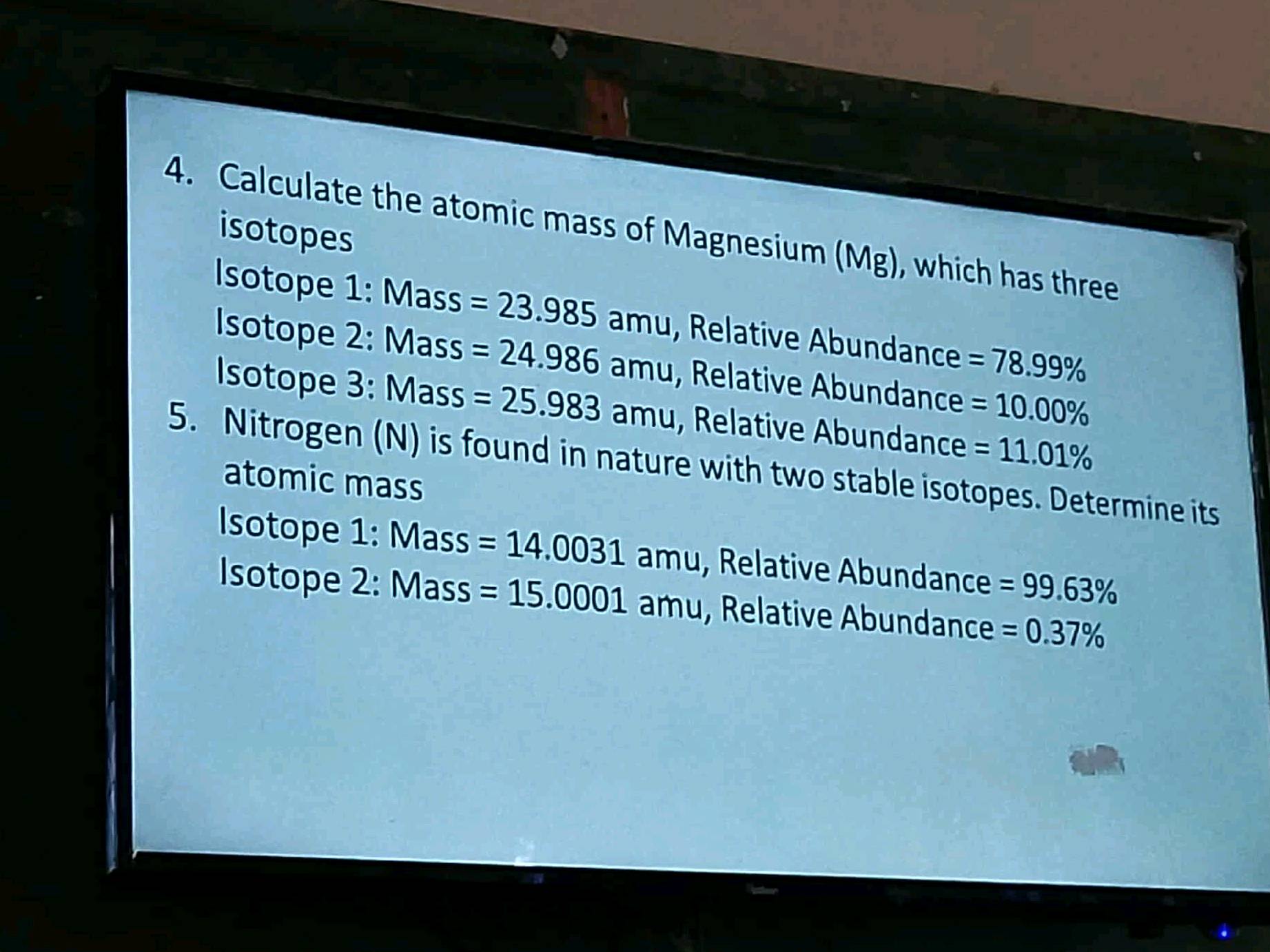 4. Calculate the atomic mass of Magnesium | StudyX