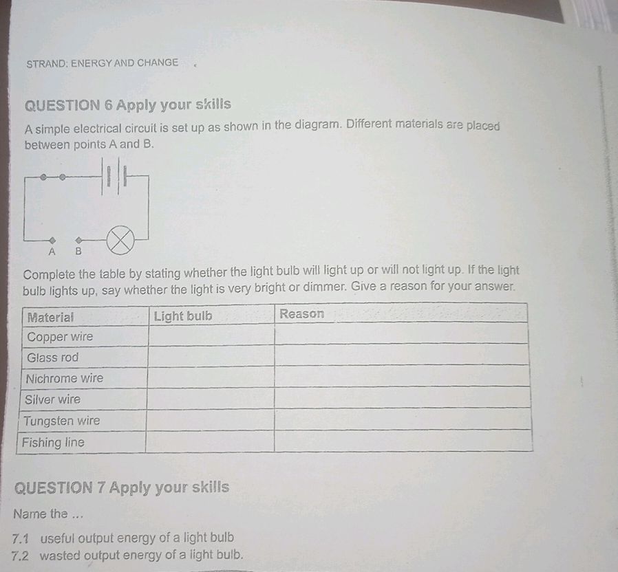 STRAND: ENERGY AND CHANGE QUESTION 6 Apply | StudyX
