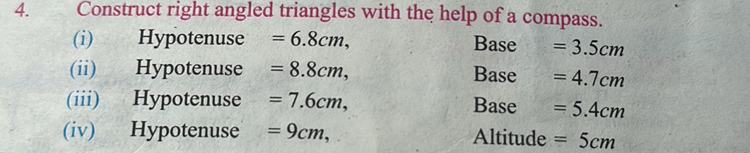 4. Construct right angled triangles with the | StudyX