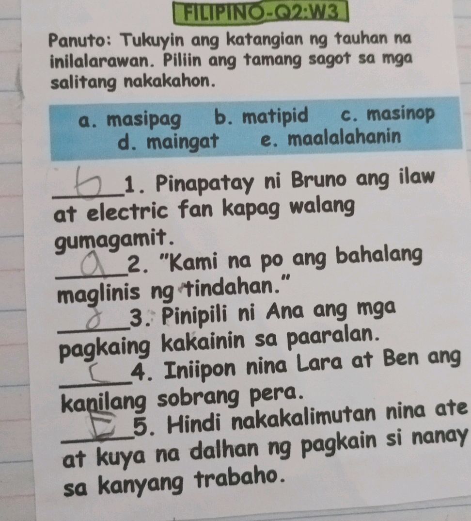 FILIPINO-Q2:W3 Panuto: Tukuyin ang katangian | StudyX