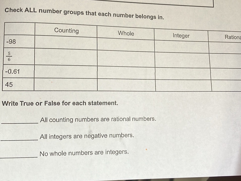 Check ALL number groups that each number | StudyX