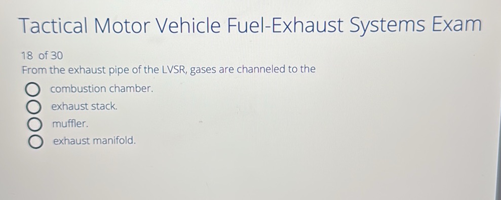 Tactical Motor Vehicle Fuel-Exhaust Systems | StudyX