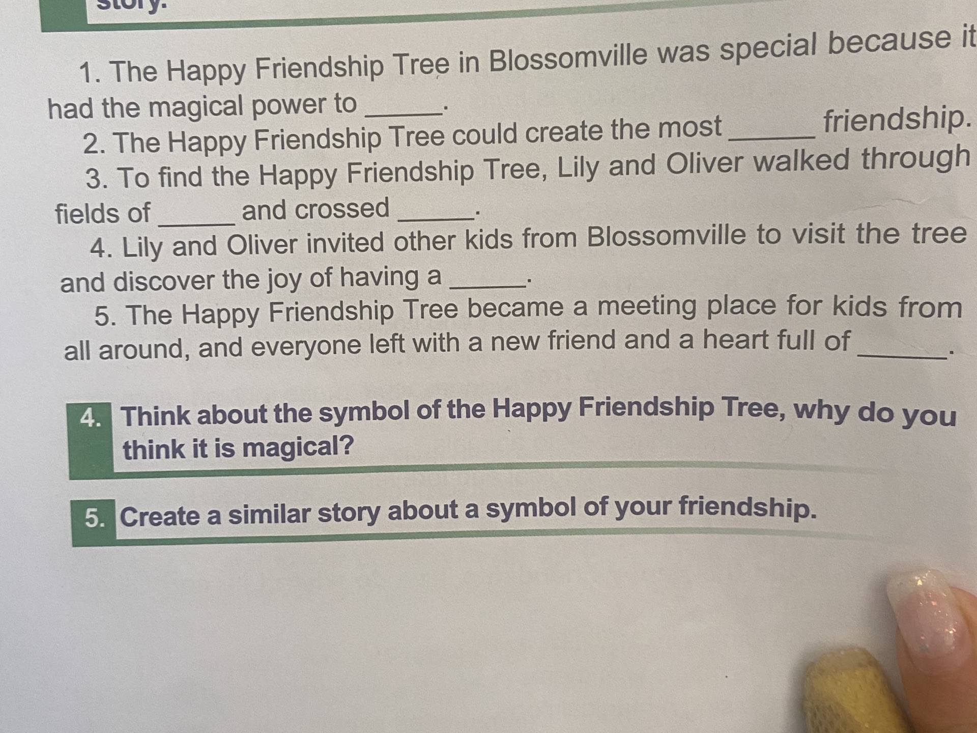 1. The Happy Friendship Tree in Blossomville | StudyX