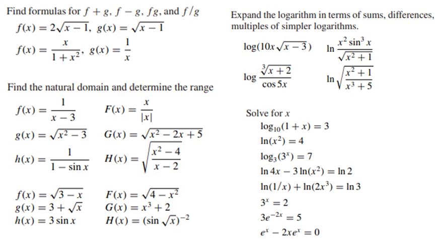 Find formulas for $f+g$, $f-g$, $fg$, and | StudyX