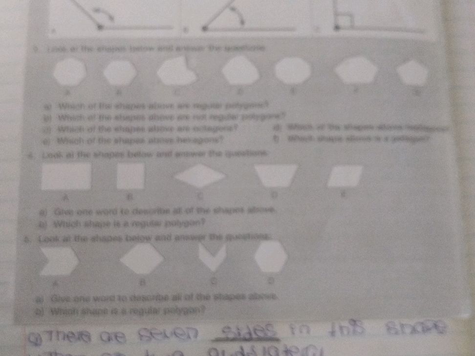 3. Look at the shapes below and answer the | StudyX