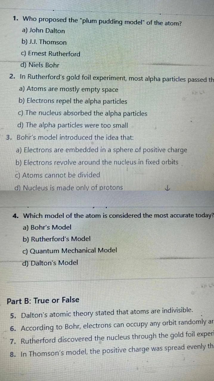 1. Who proposed the "plum pudding model" of | StudyX