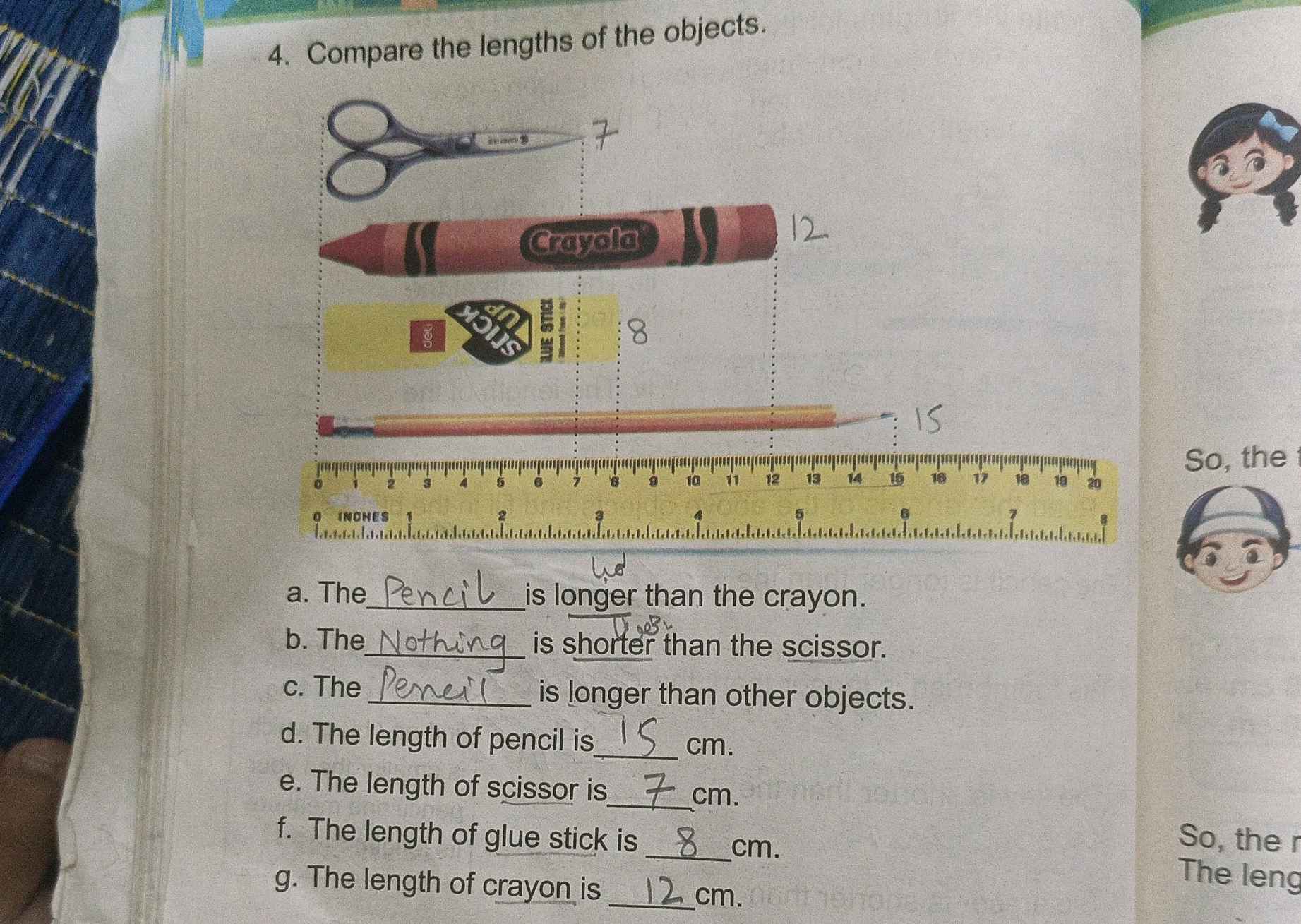 4. Compare the lengths of the objects. a. | StudyX