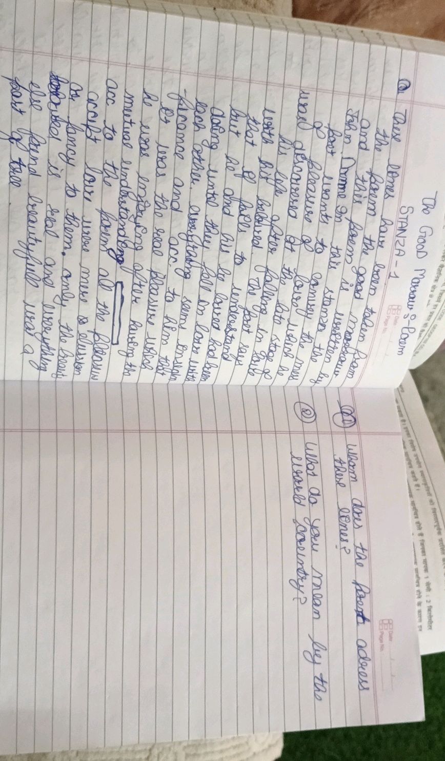 The Good Marraw-loem STANZA-1 These lines | StudyX