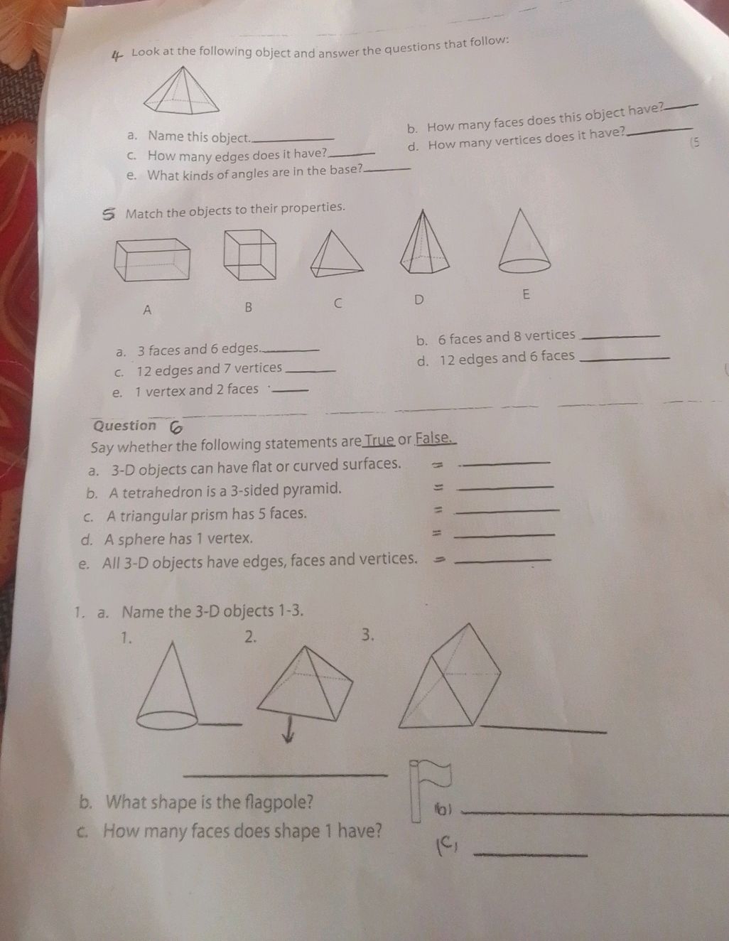 4 Look at the following object and answer | StudyX