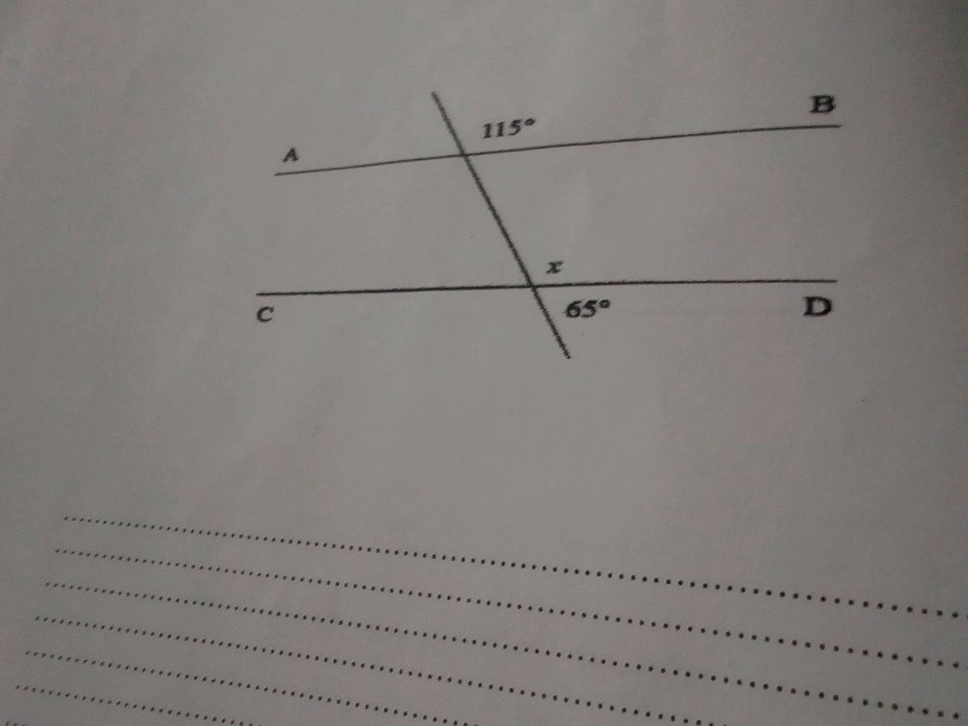 Given two parallel lines AB and CD | StudyX