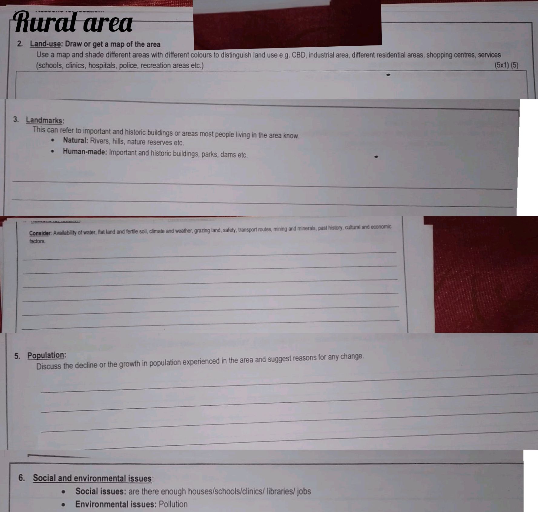 Rural area 2. Land-use: Draw or get a map | StudyX