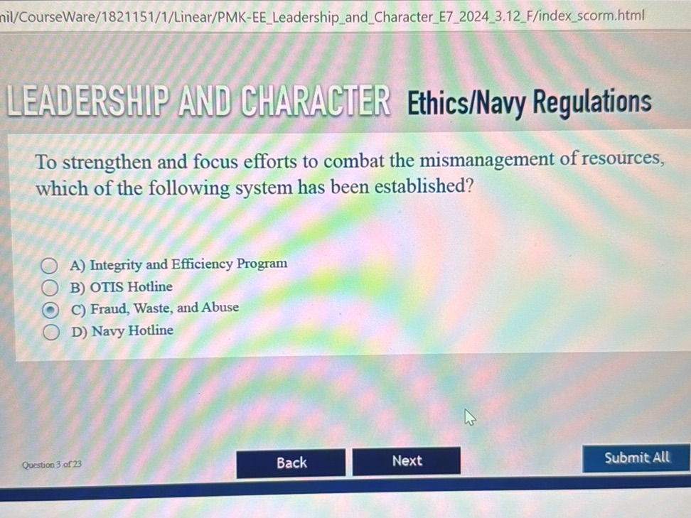 LEADERSHIP AND CHARACTER Ethics/Navy | StudyX