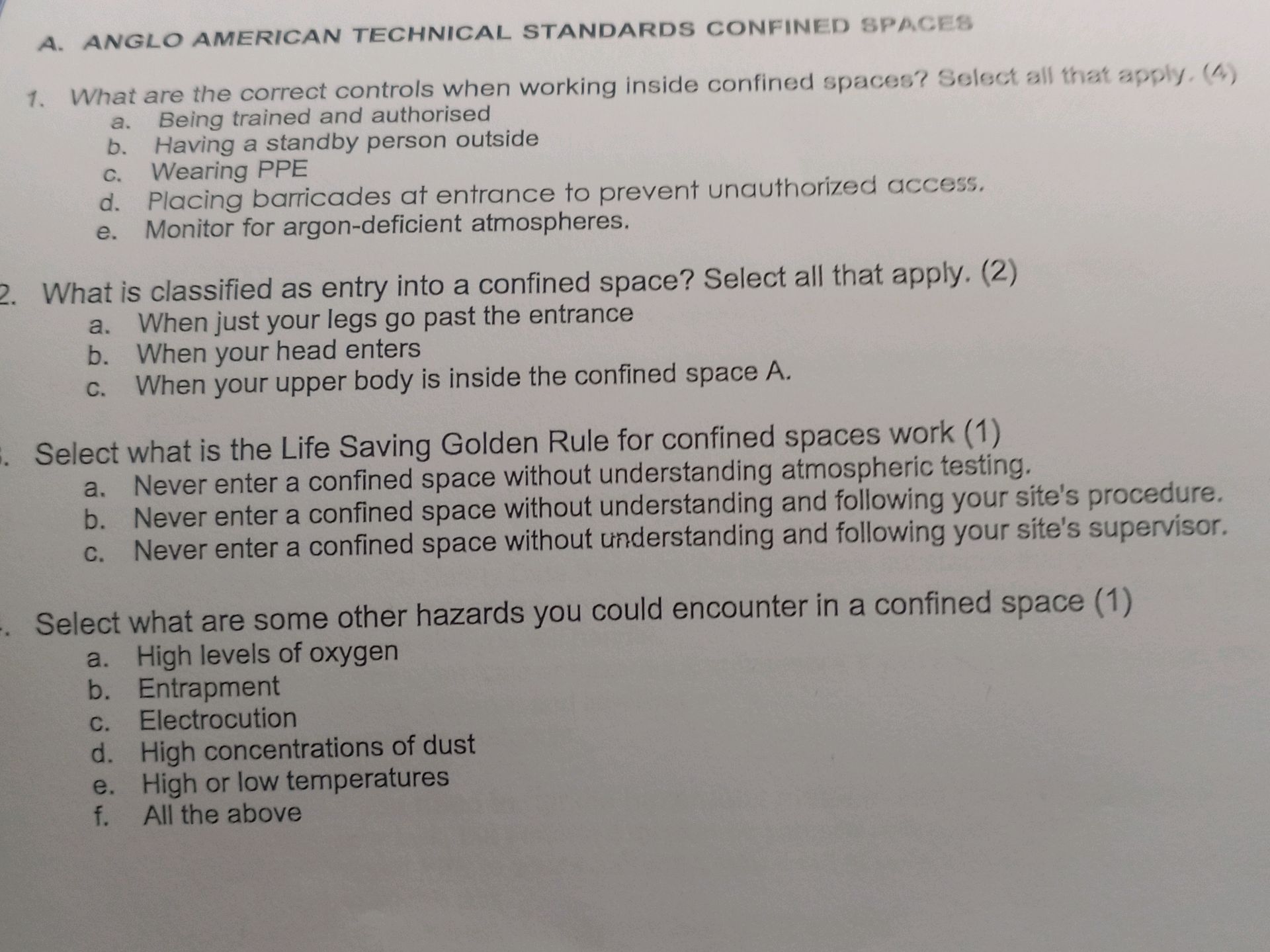A. ANGLO AMERICAN TECHNICAL STANDARDS | StudyX