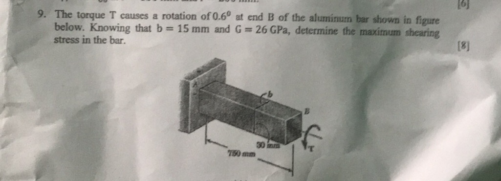 The torque T causes a rotation of $0.6^{ }$ | StudyX