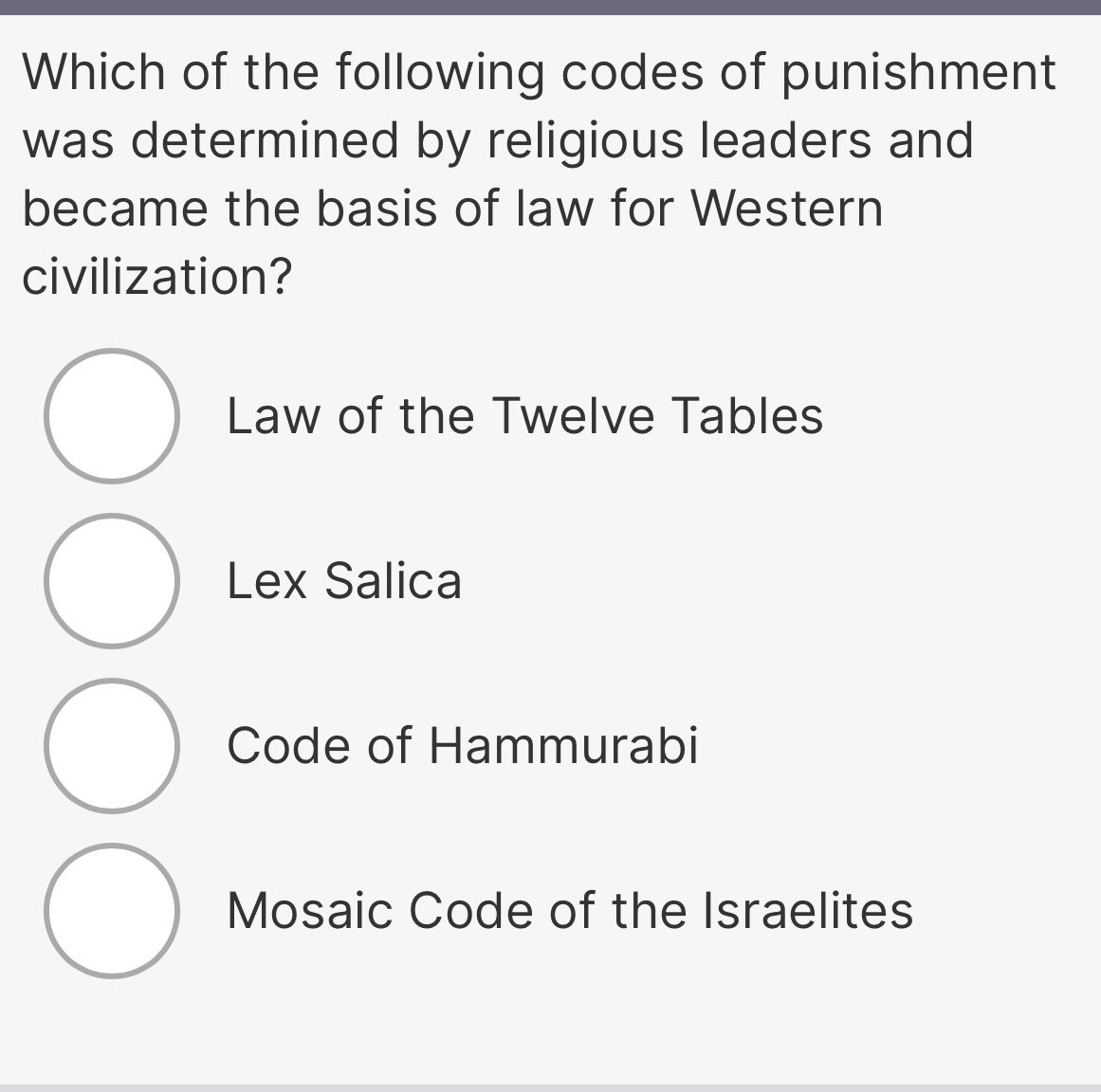 Which of the following codes of punishment | StudyX