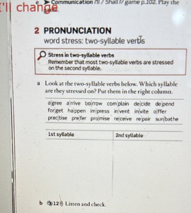 2 PRONUNCIATION word stress: two-syllable | StudyX