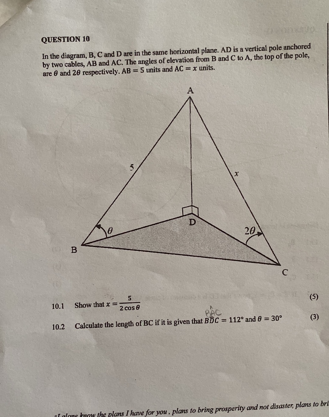 QUESTION 10 In the diagram, B, C and D are | StudyX