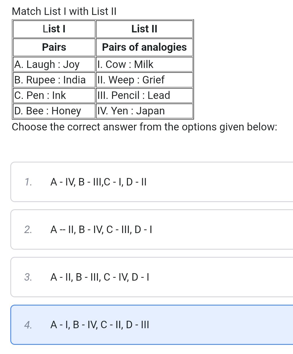 Match List I with List II | List I | | StudyX