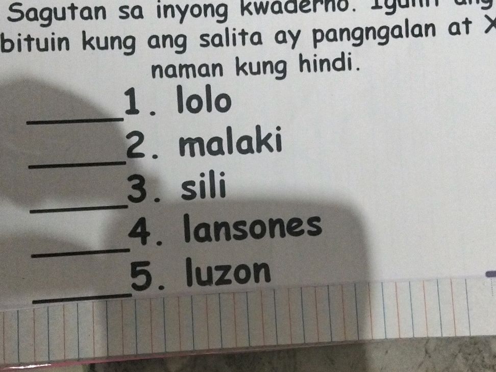 Sagutan sa inyong kwaderno. Iguhit ang | StudyX