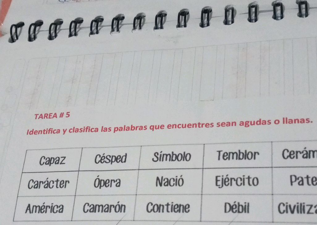 Identifica y clasifica las palabras que | StudyX