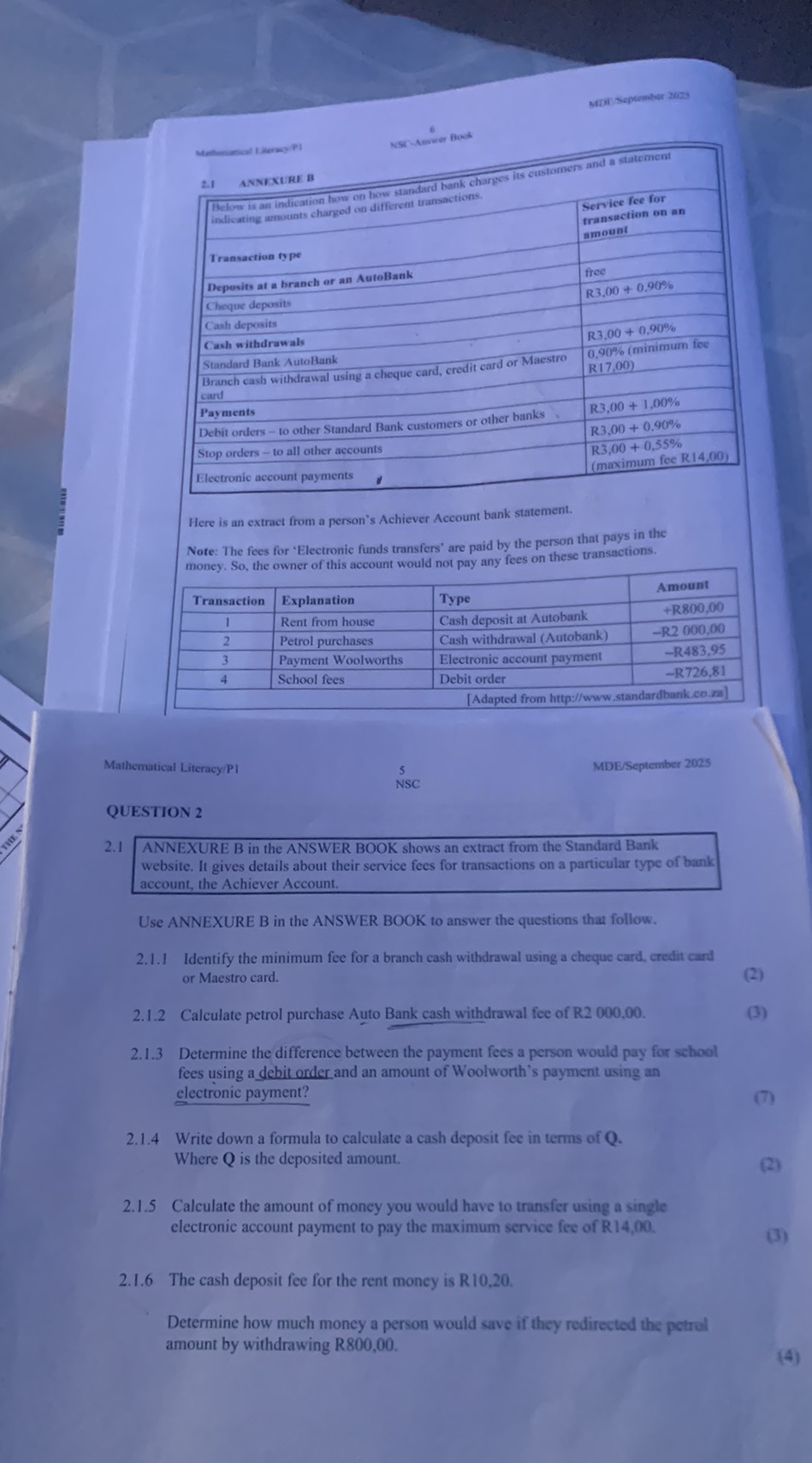 6 NSC-Answer Book MDE/September 2025 | StudyX