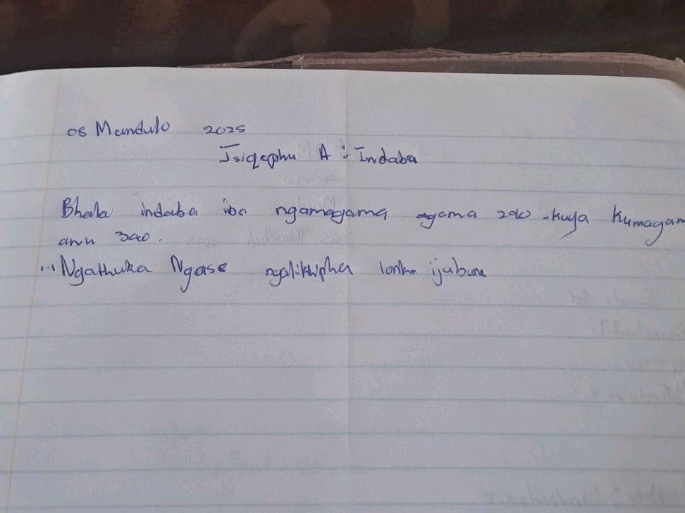 os Mandulo 2025 Isiqephu A: Indaba Bhala | StudyX