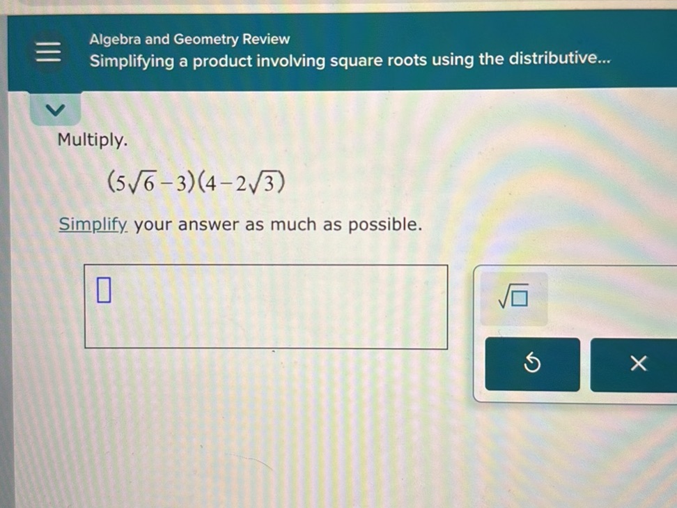 Algebra and Geometry Review Simplifying a | StudyX