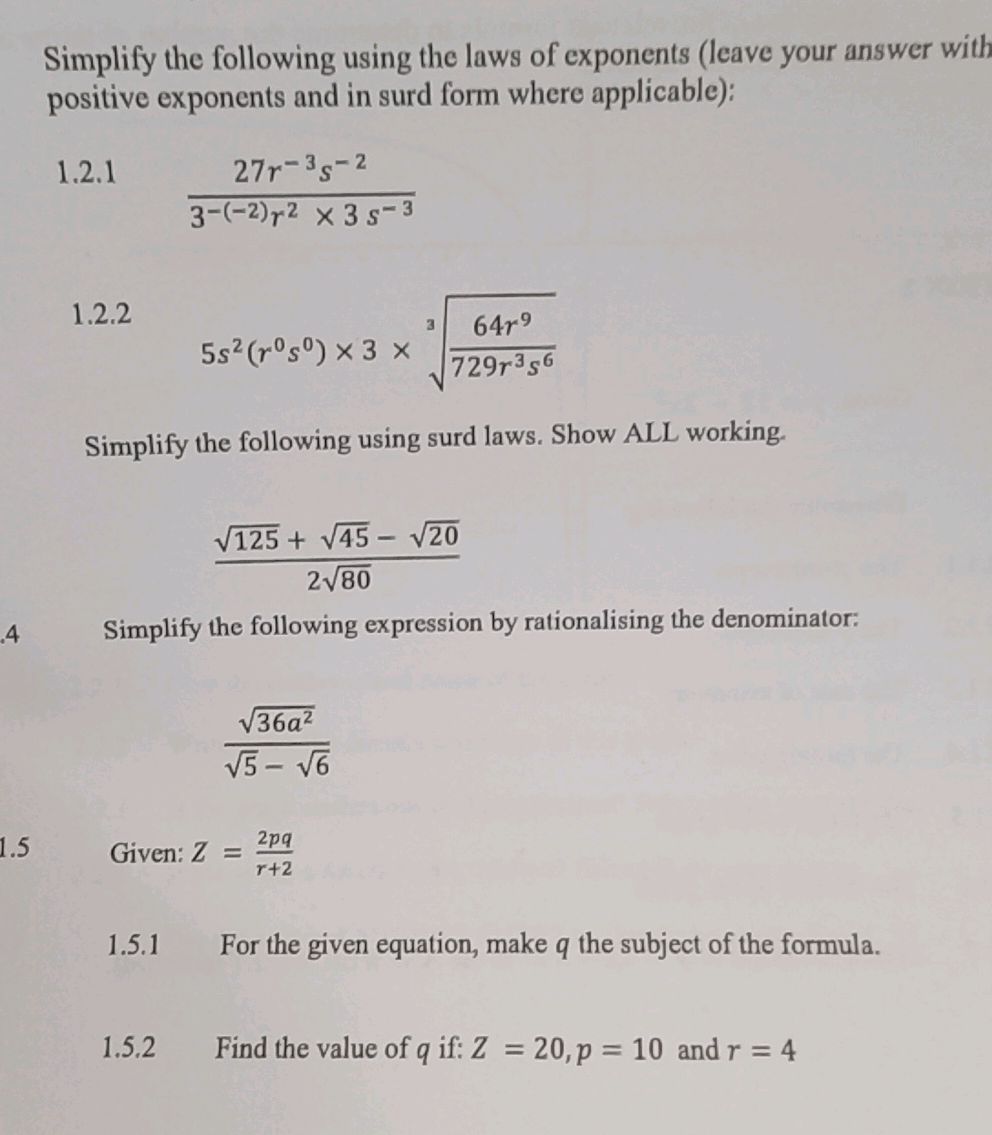 Simplify the following using the laws of | StudyX