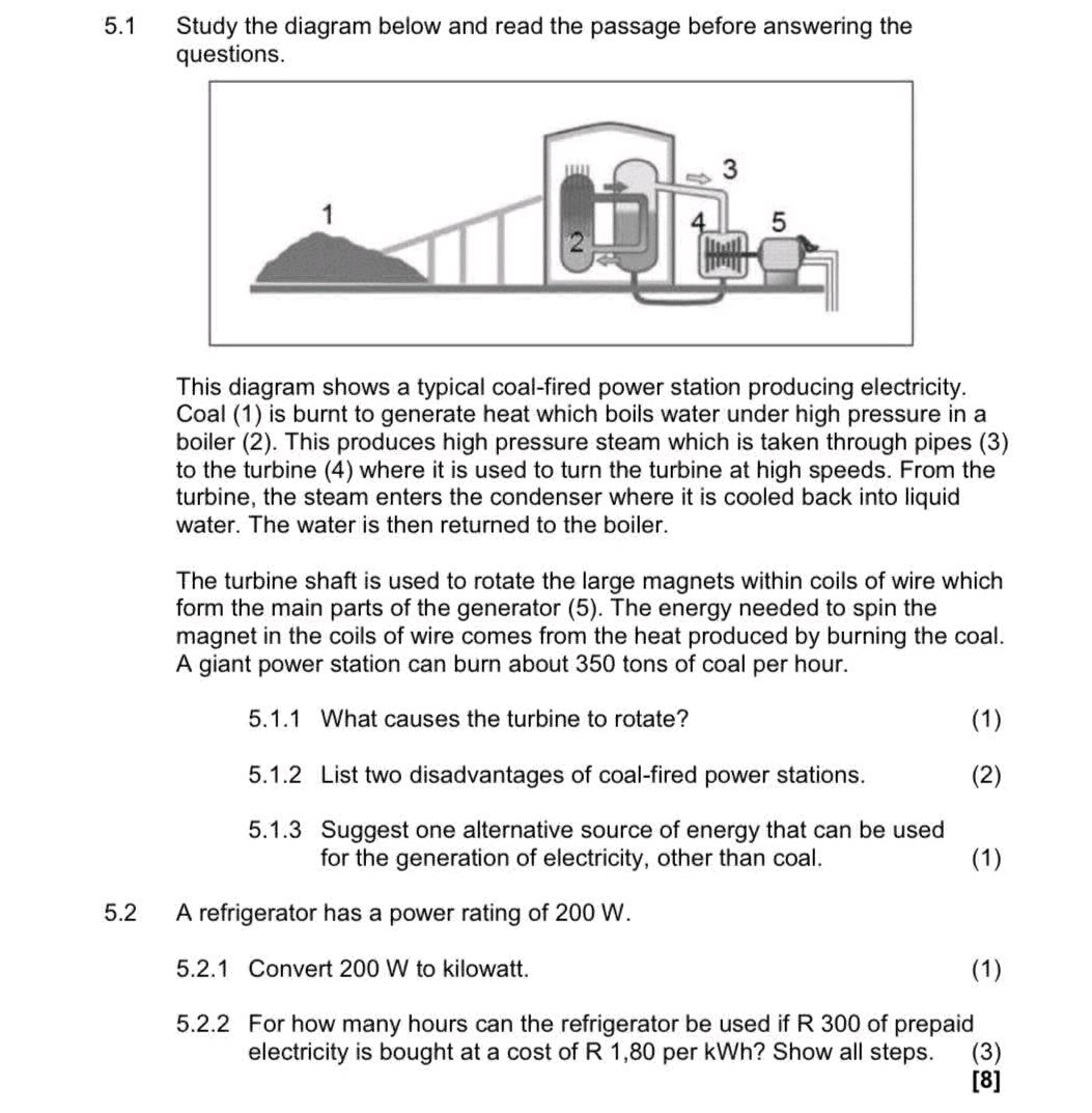 5.1 Study the diagram below and read the | StudyX
