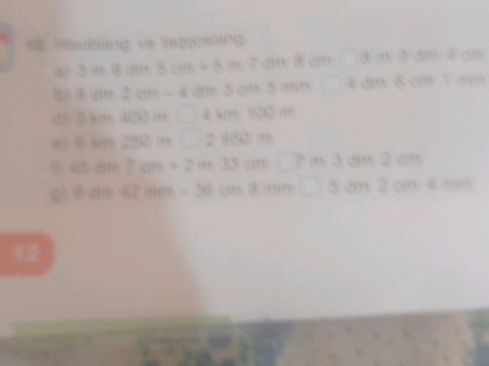 12. Hacbang va hagolang a) 3 m 6 dm 5 cm + 5 | StudyX