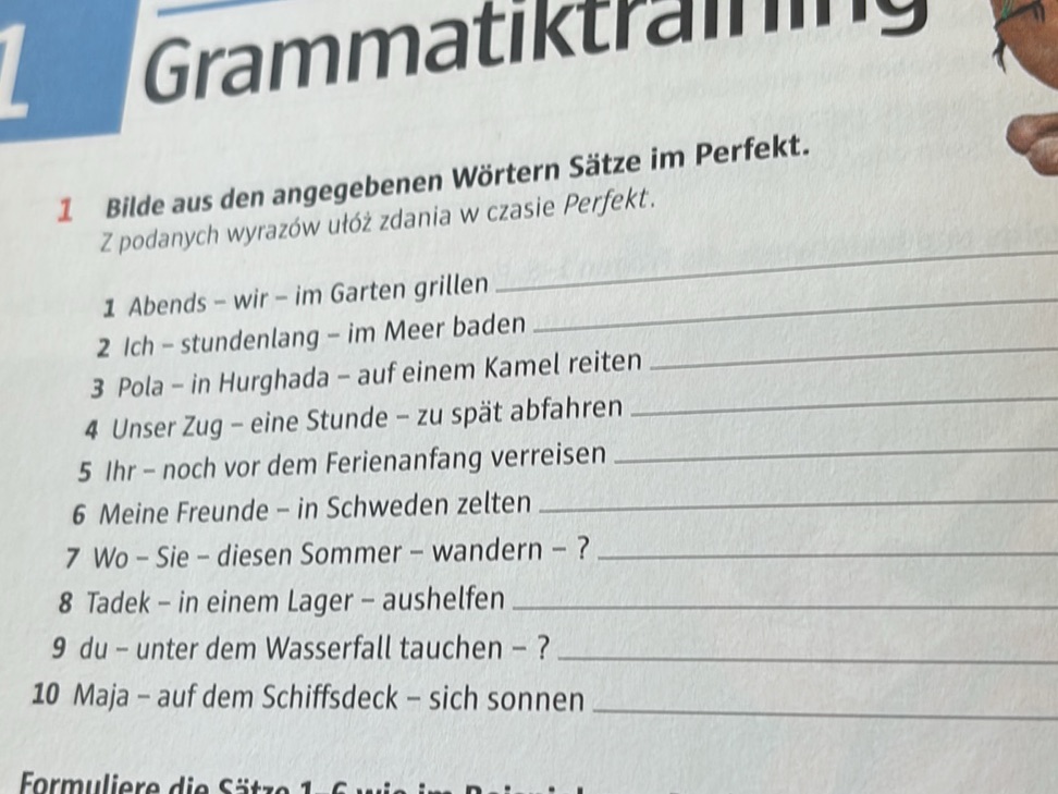1 Bilde aus den angegebenen Wörtern Sätze im | StudyX