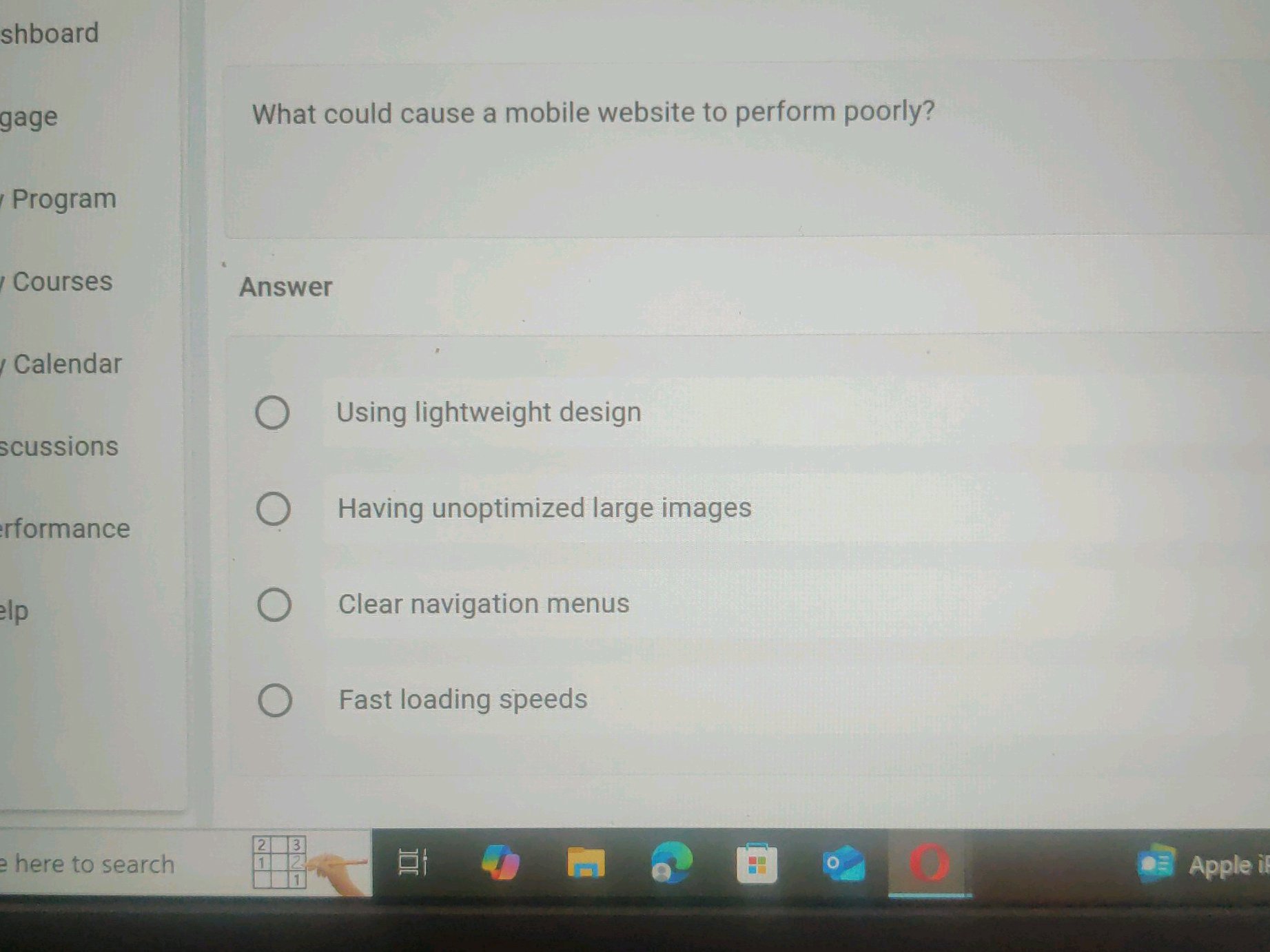 What could cause a mobile website to perform | StudyX