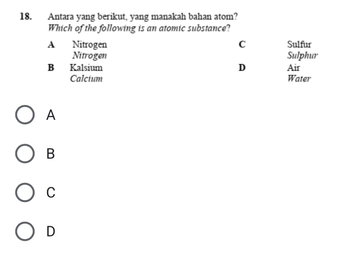 18. Antara yang berikut, yang manakah bahan | StudyX