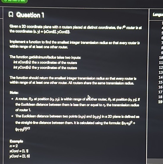 Question 1 Given a 2D coordinate plane with | StudyX