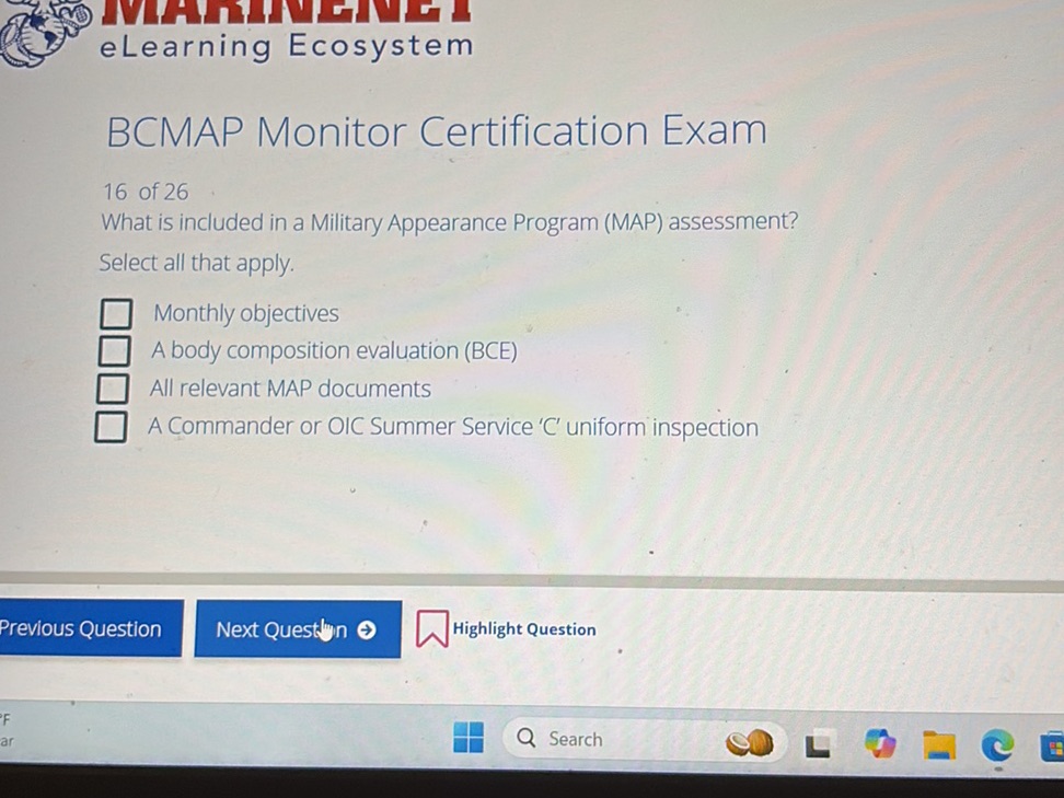 BCMAP Monitor Certification Exam 16 of 26 | StudyX