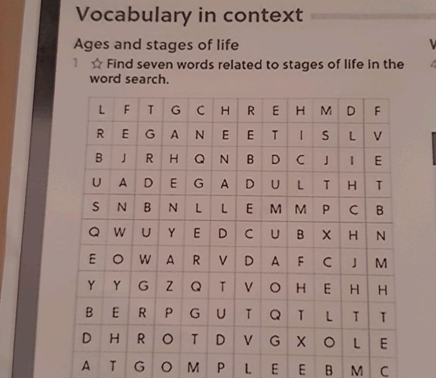 Vocabulary in context Ages and stages of | StudyX