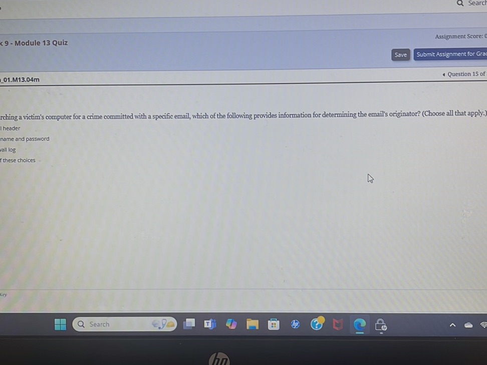 Searct K 9 - Module 13 Quiz Assignment | StudyX
