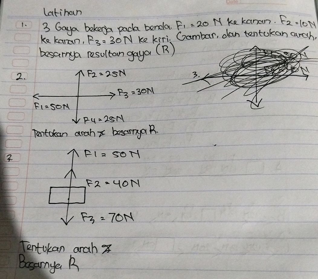 Latihan 1. 3 Gaya bekerja pada benda. $F_1 = | StudyX
