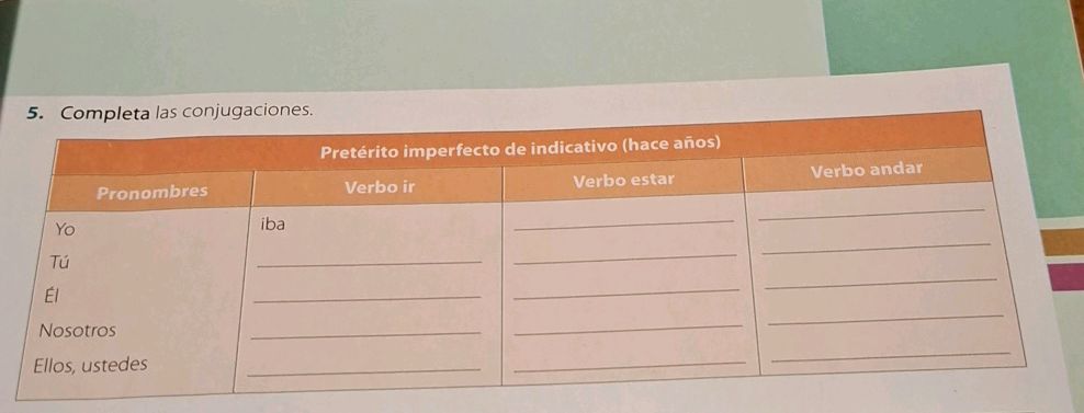 5. Completa las conjugaciones. | Pronombres | StudyX