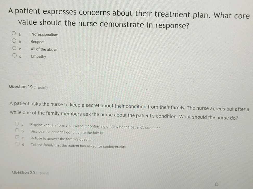 A patient expresses concerns about their | StudyX