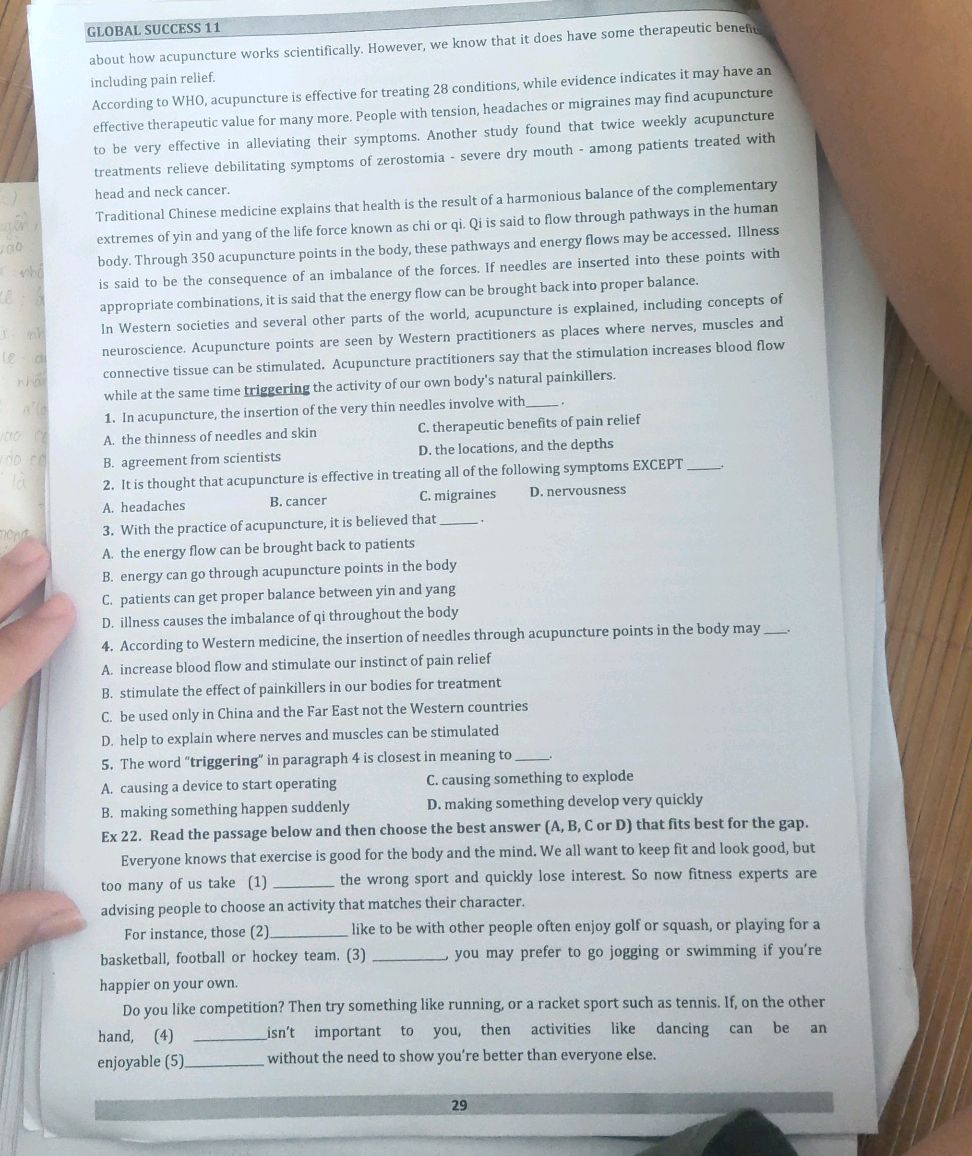 GLOBAL SUCCESS 11 about how acupuncture | StudyX