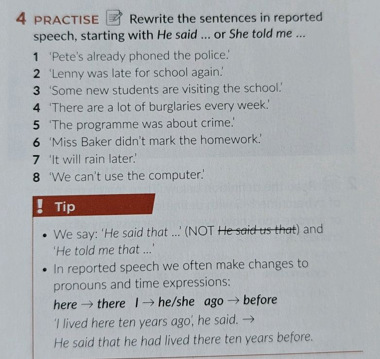 4 PRACTISE 3 Rewrite the sentences in | StudyX