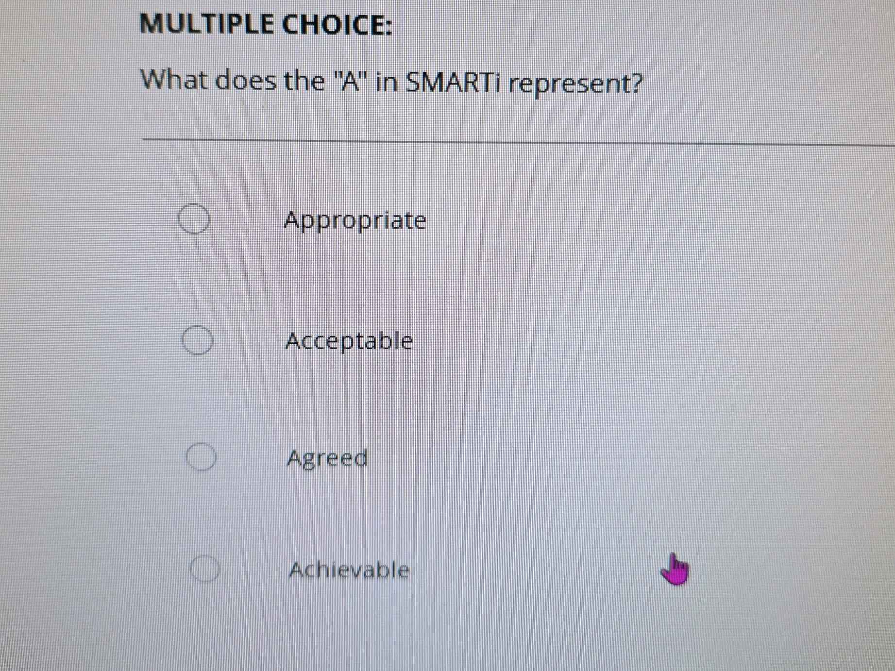 What does the "A" in SMARTi represent? | StudyX