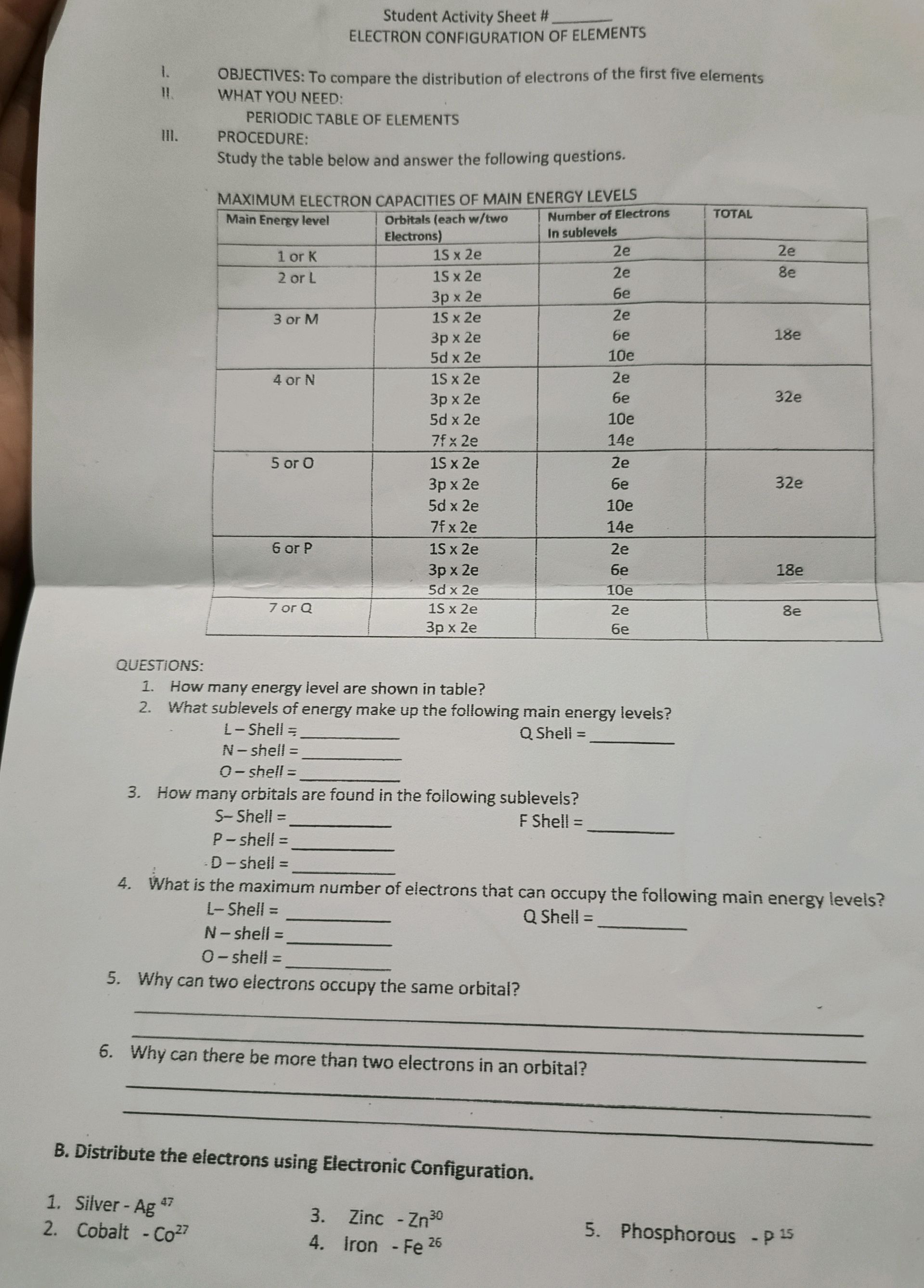 Student Activity Sheet # ELECTRON | StudyX