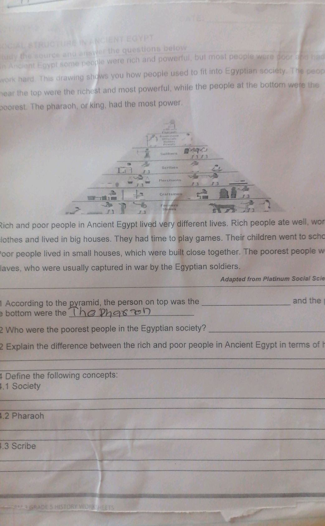 SOCIAL STRUCTURE IN ANCIENT EGYPT Study the | StudyX